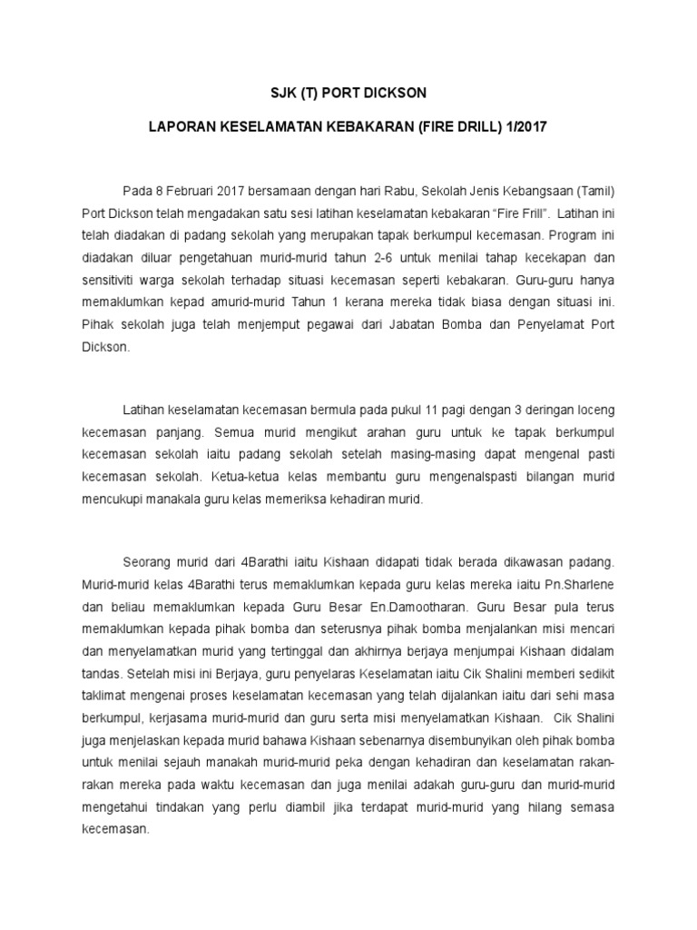 Laporan Keselamatan Fire Drill 1'17 | PDF