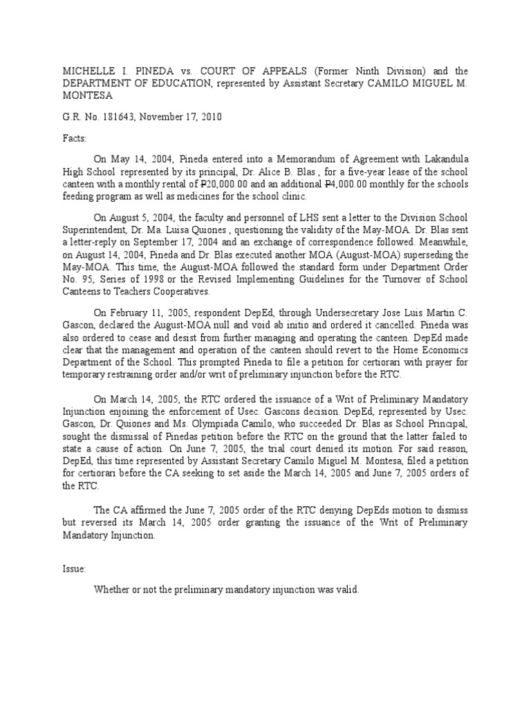 PINEDA Vs CA | PDF | Injunction | Certiorari