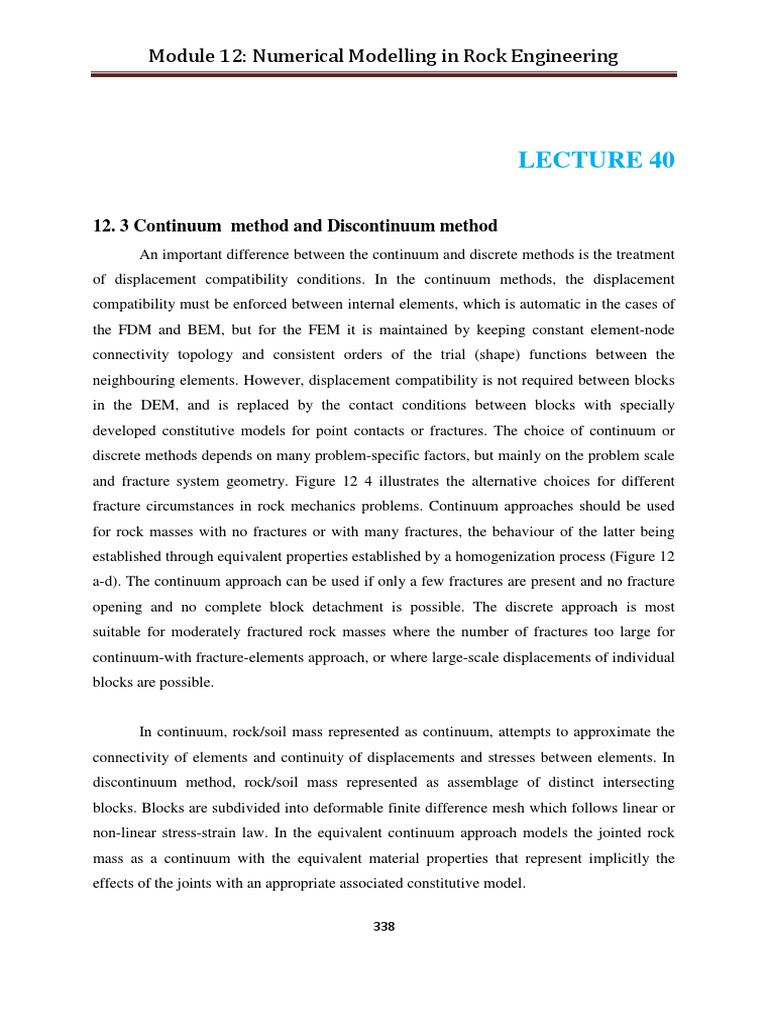 Module 12: Numerical Modelling in Rock Engineering: 12. 3 Continuum ...