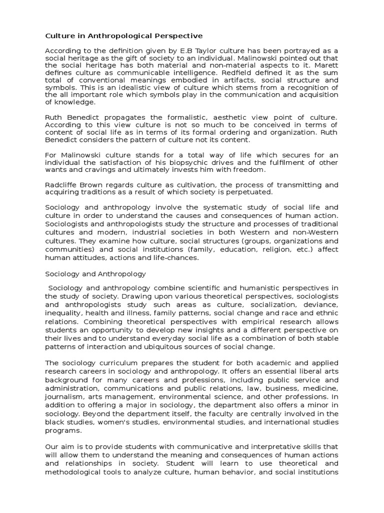 Culture in Anthropological Perspective | Sociology | Traffic Congestion