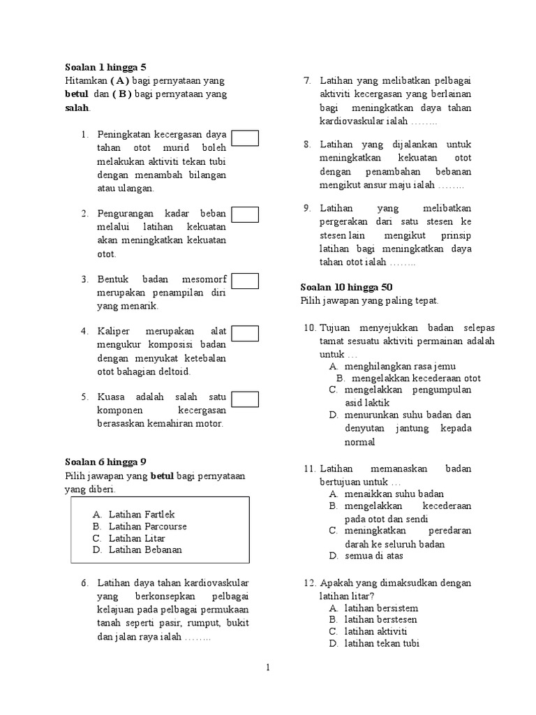 Ujian Penilaian 1 PJPK | PDF