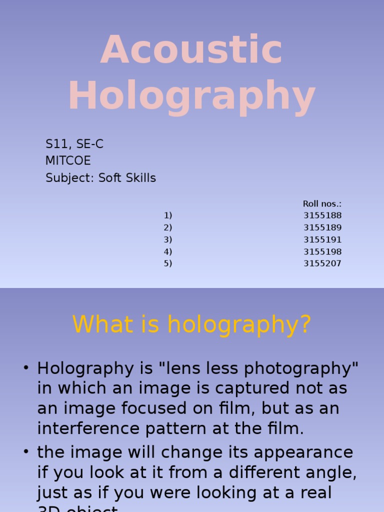 S11 Acoustic Holography | PDF | Holography | Acoustics