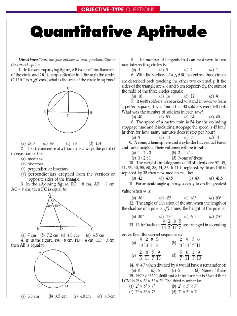 MAT Quantitative Aptitude Solved Question Paper | PDF | Triangle ...
