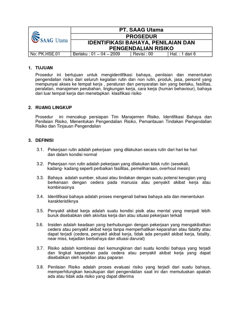 Contoh Prosedur HIRA | PDF | Pengembangan Diri | Kesehatan Holistik