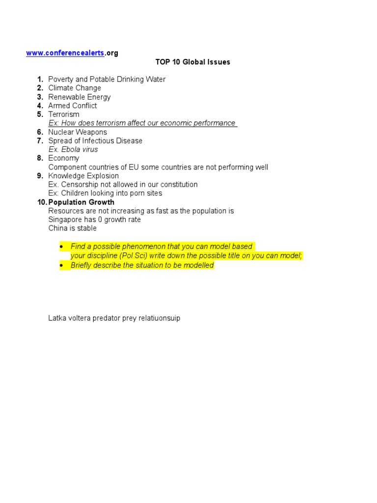 TOP 10 Global Issues - Research | PDF