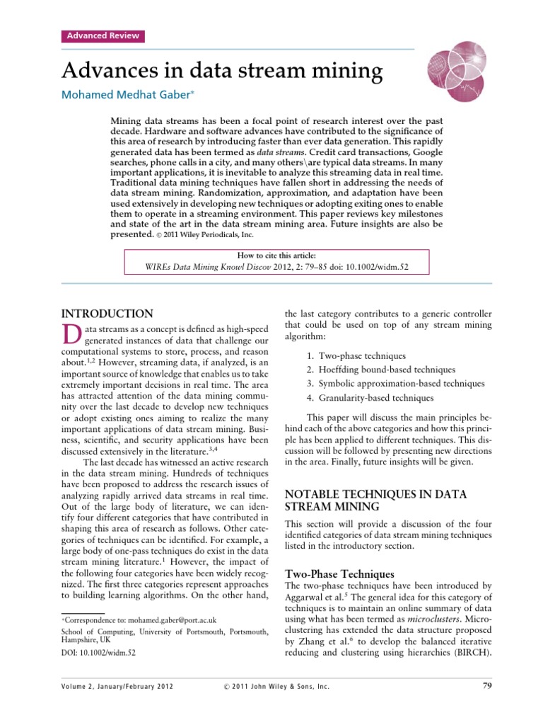 Advances in Data Stream Mining | PDF | Cluster Analysis | Personal ...