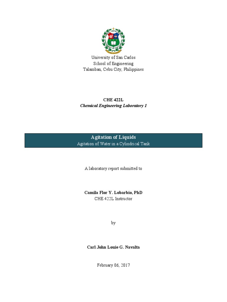 ChemEng Lab: Liquid Agitation | PDF | Vortices | Turbulence