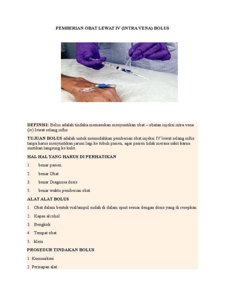 Pemberian Obat Intravena Bolus | PDF | Kesehatan Holistik