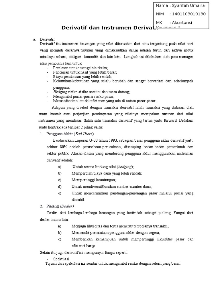 Derivatif Dan Instrumen Derivatif | PDF