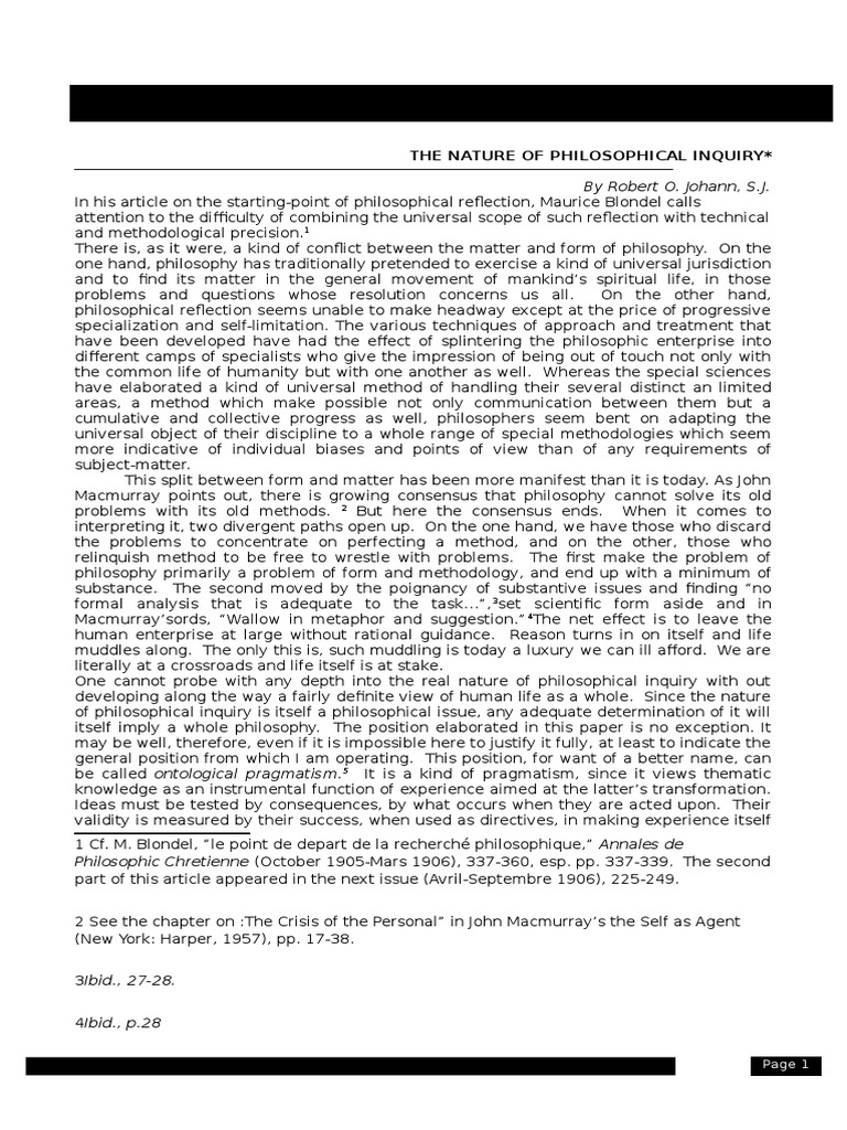 Nature of Philosophical Inquiry Explained | PDF | Inquiry | Pragmatism