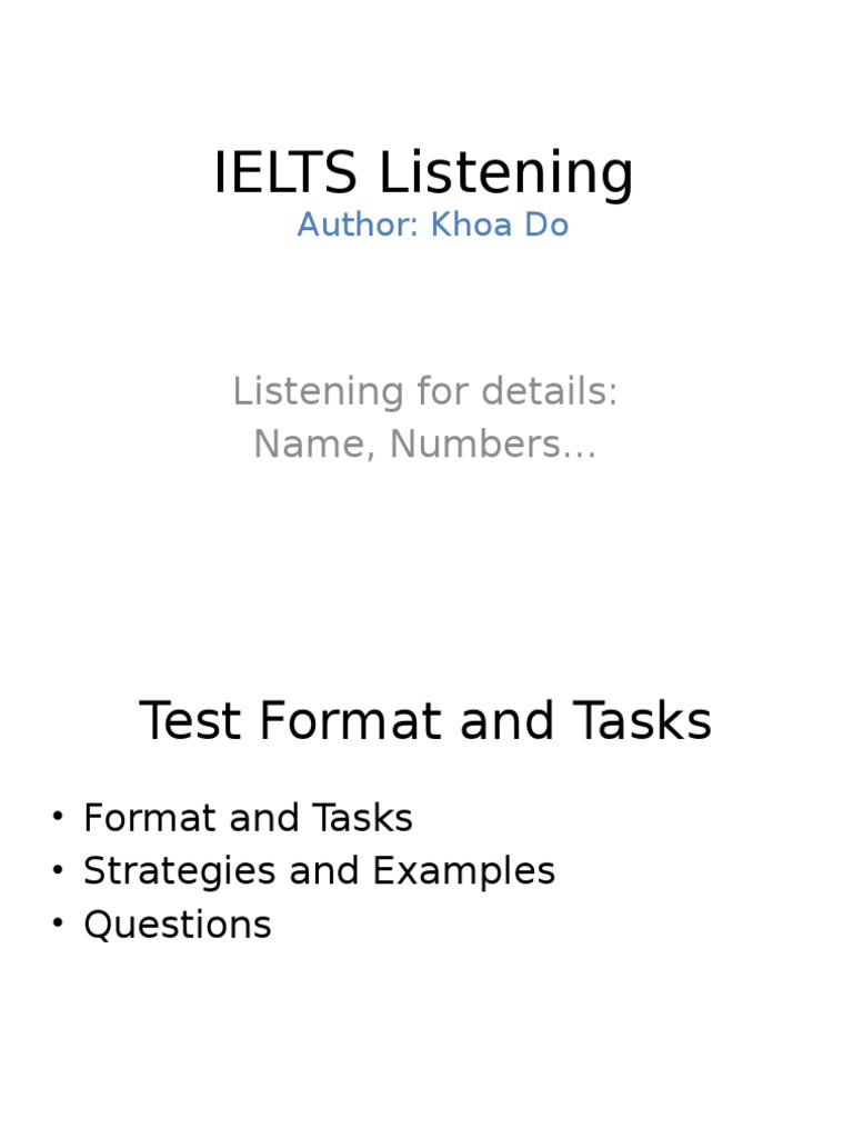 IELTS Listening Lesson 1 | PDF