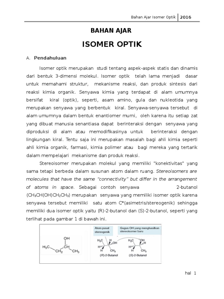 Bahan Ajar Isomer Optik | PDF