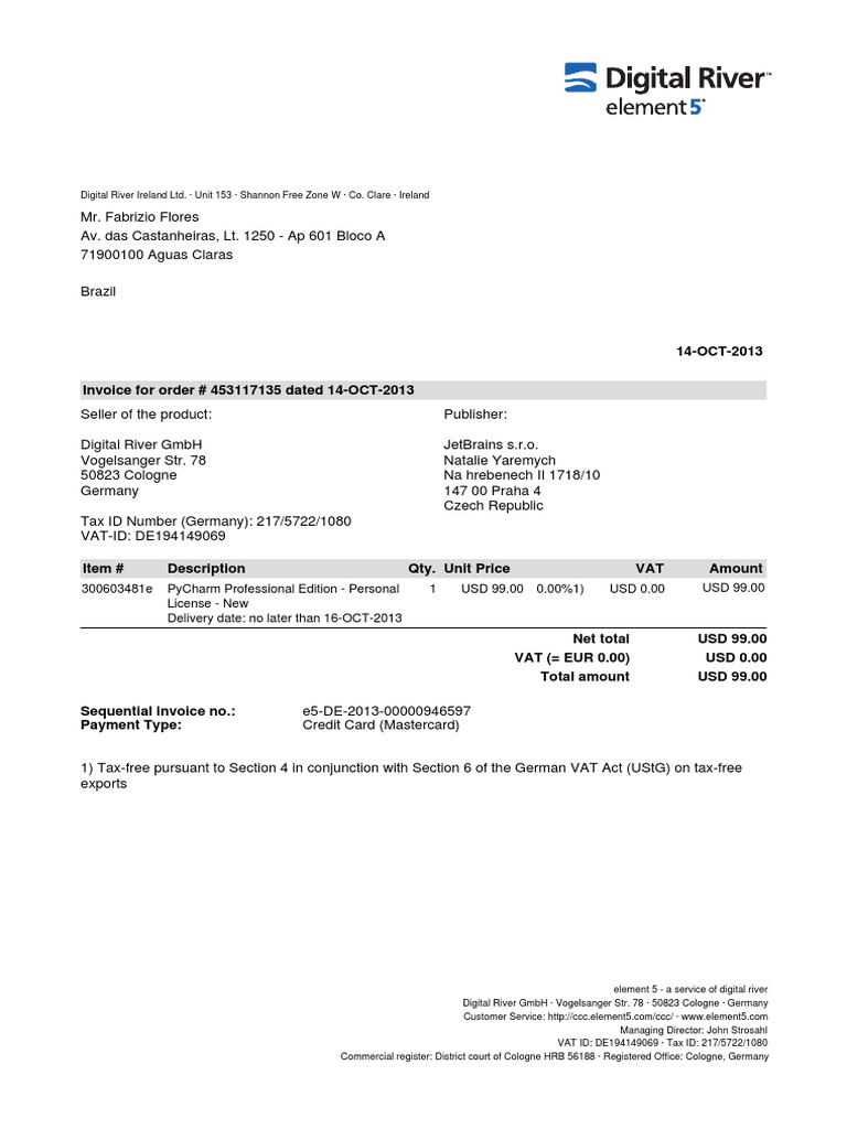 Digital River Ireland Invoice Details | PDF | Value Added Tax | Invoice