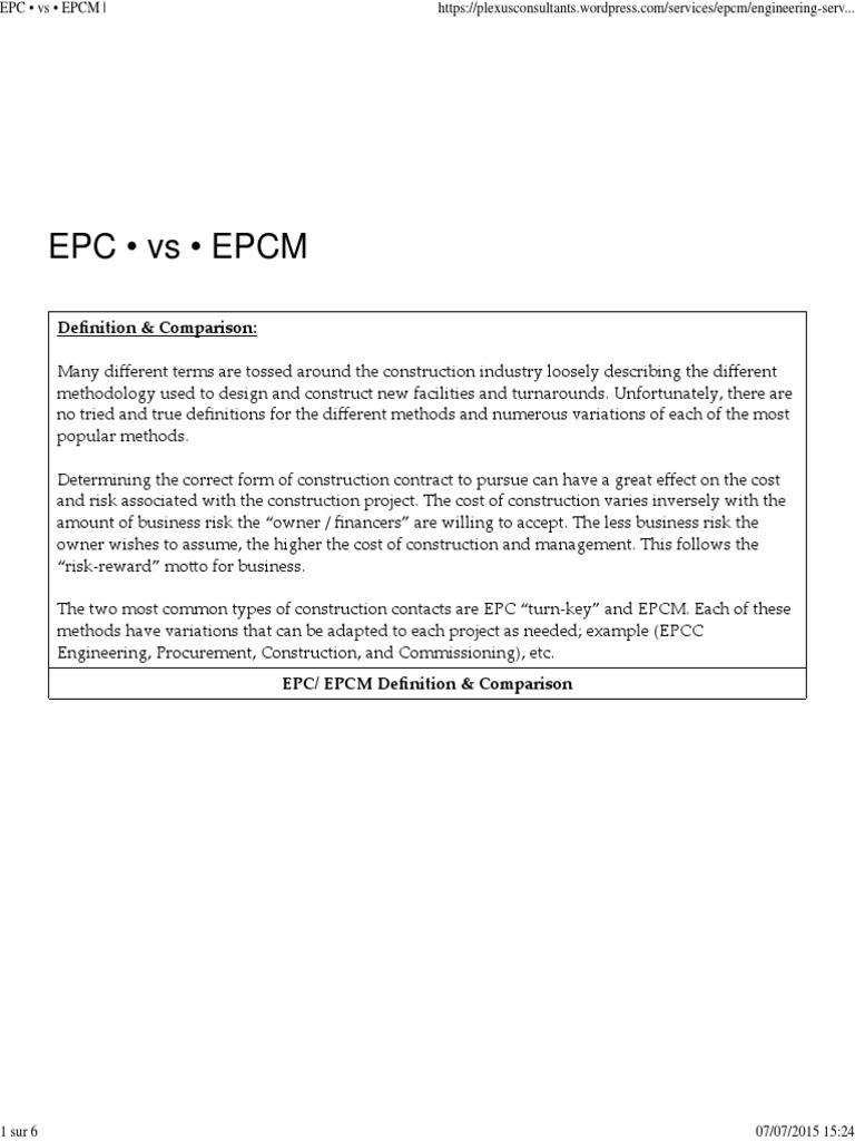 EPC • vs • EPCM _ | General Contractor | Project Finance