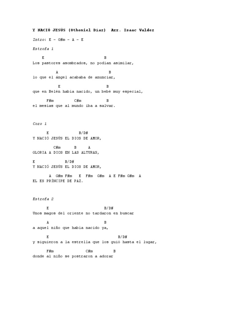 Nació Jesús: Letra y Acordes | PDF
