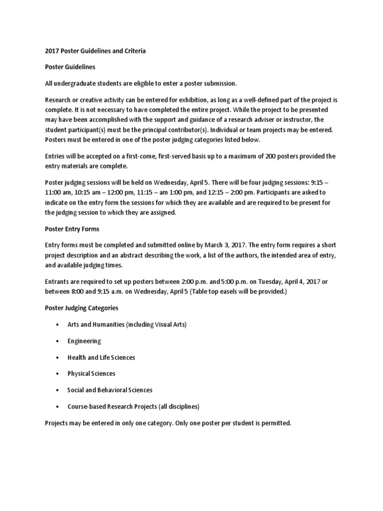 2017 Poster Guidelines and Criteria | PDF | Information Literacy | Graphics