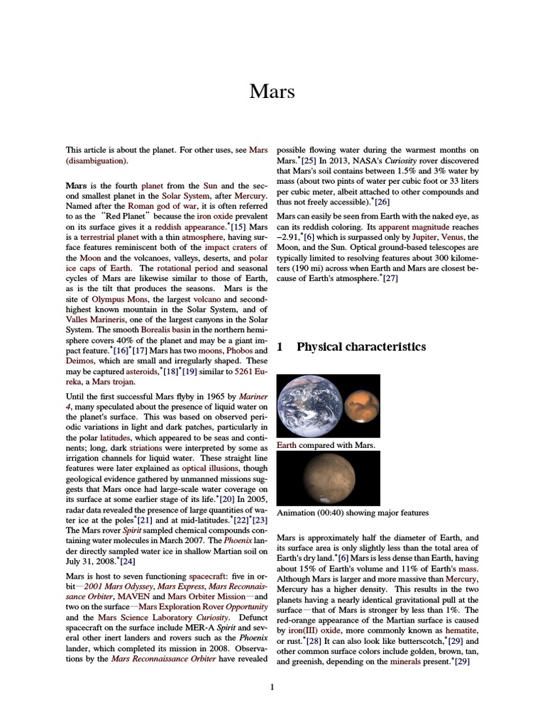 Mars | PDF | Mars | Earth