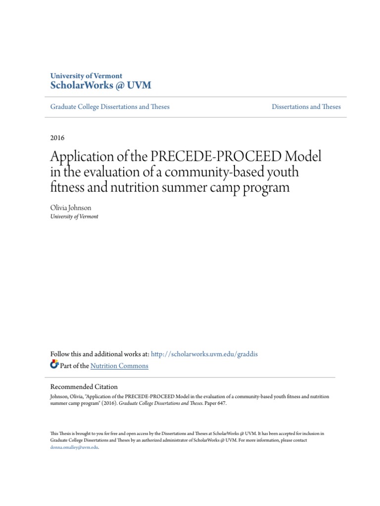 Application of The PRECEDE-PROCEED Model in The Evaluation of A C | PDF ...