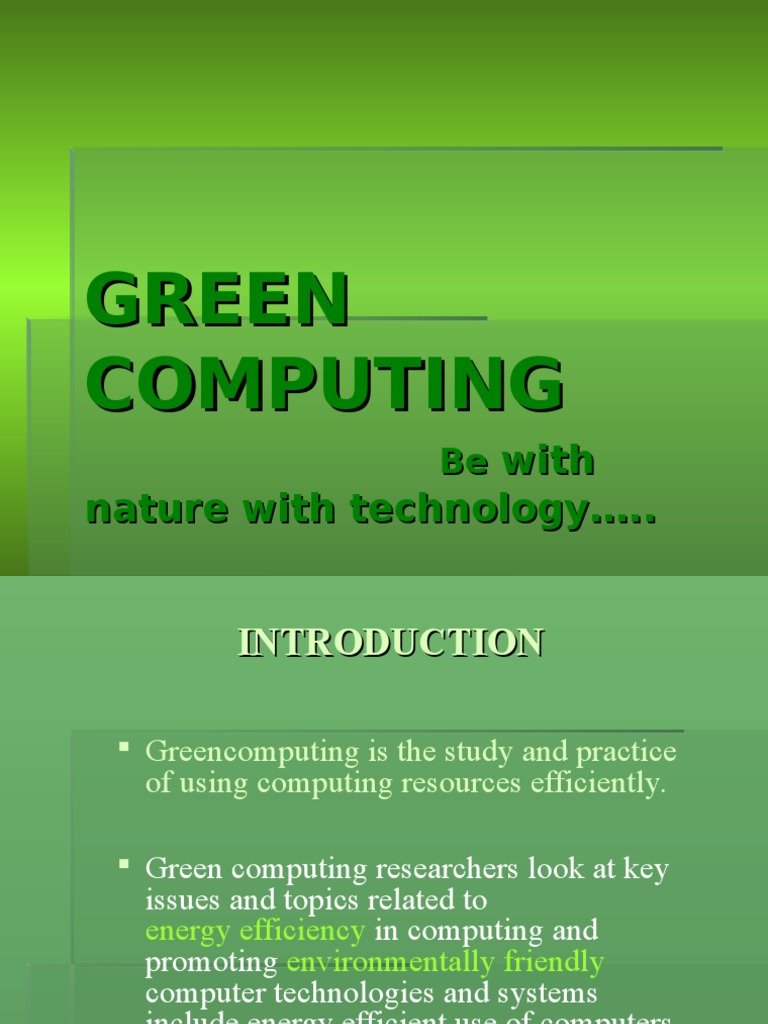Introduction to Green Computing | PDF | Science & Mathematics | Computers