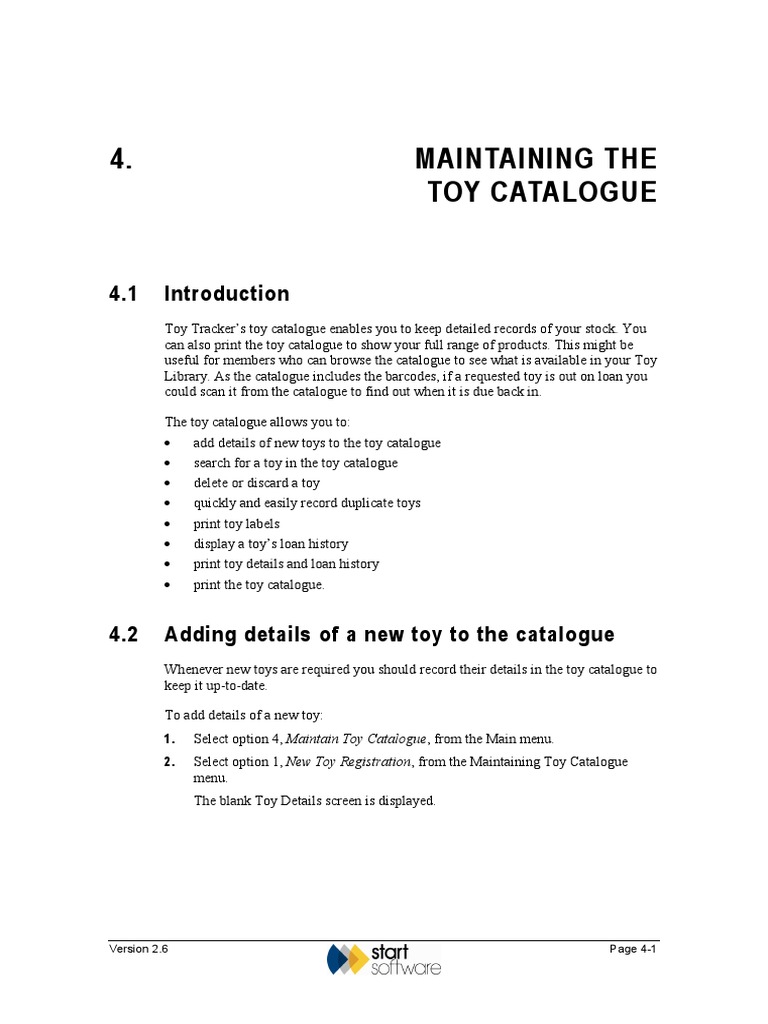 Maintaining The Toy Catalogue | PDF