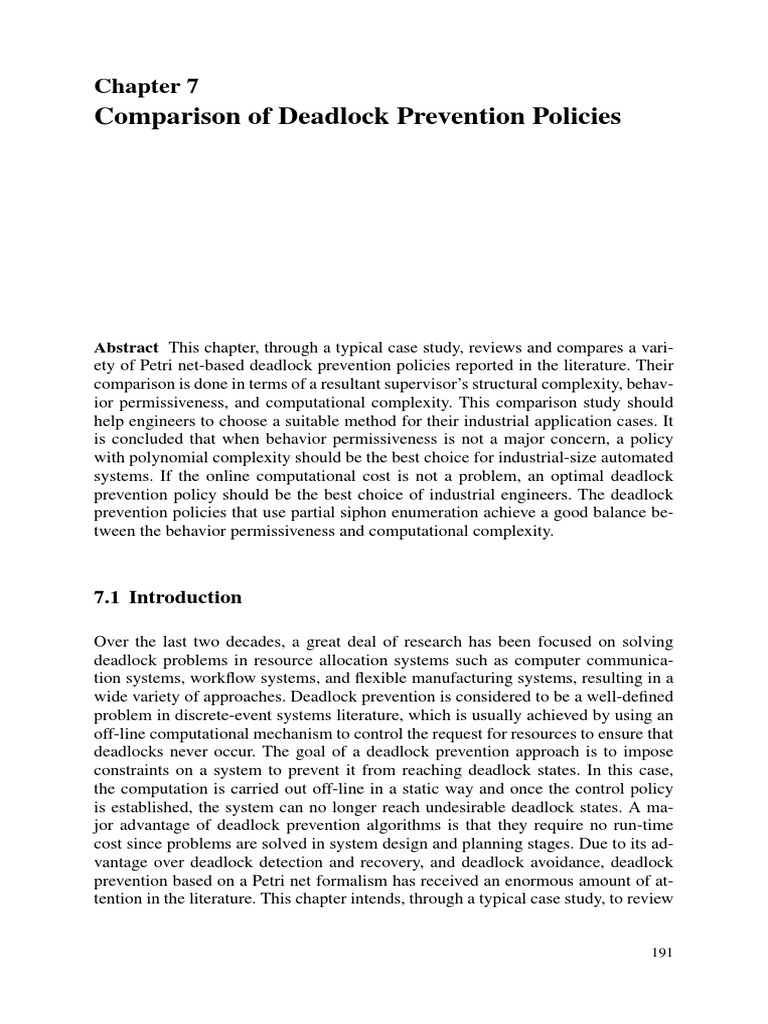 Comparison of Deadlock Prevention Policies | PDF | Complexity | Time Complexity