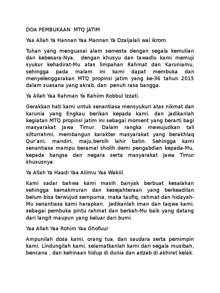 Doa MTQ | PDF
