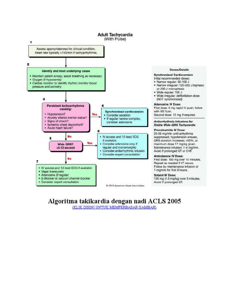 Algoritma Takikardia Dengan Nadi ACLS 2005 | PDF | Sains & Matematika