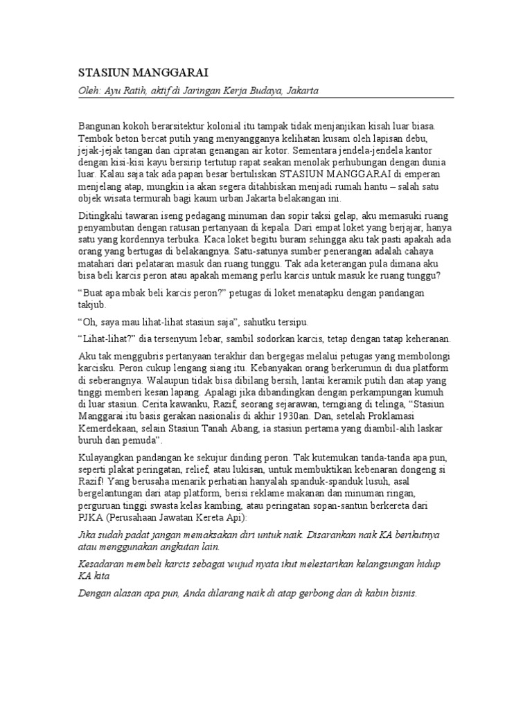 Agung-Ayu - STASIUN MANGGARAI | PDF | Perjalanan