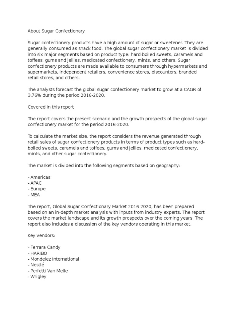 About Sugar Confectionary - Scope | PDF | Mondelez International ...