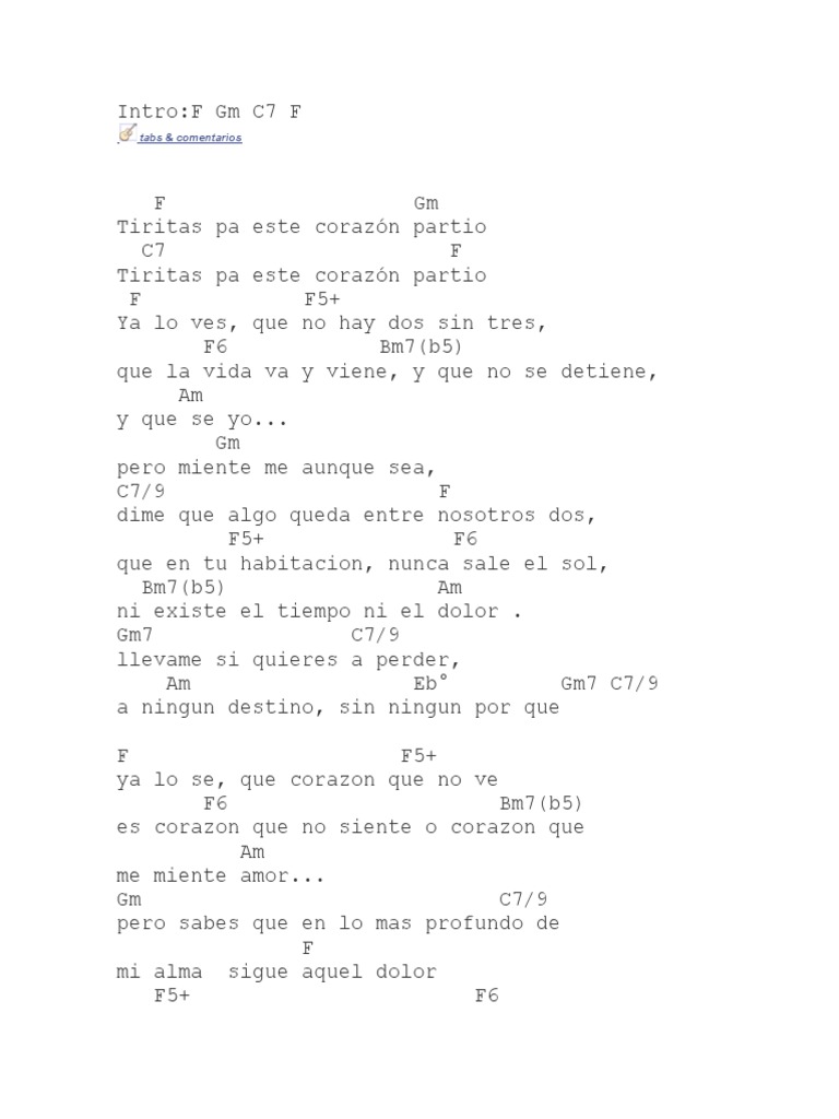 Letra de "Corazón Partío" | PDF