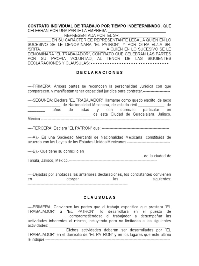 Contrato Individual de Trabajo | PDF | Derecho laboral | México