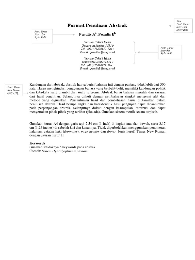 Format Penulisan Abstrak SISTEM 2016 | PDF