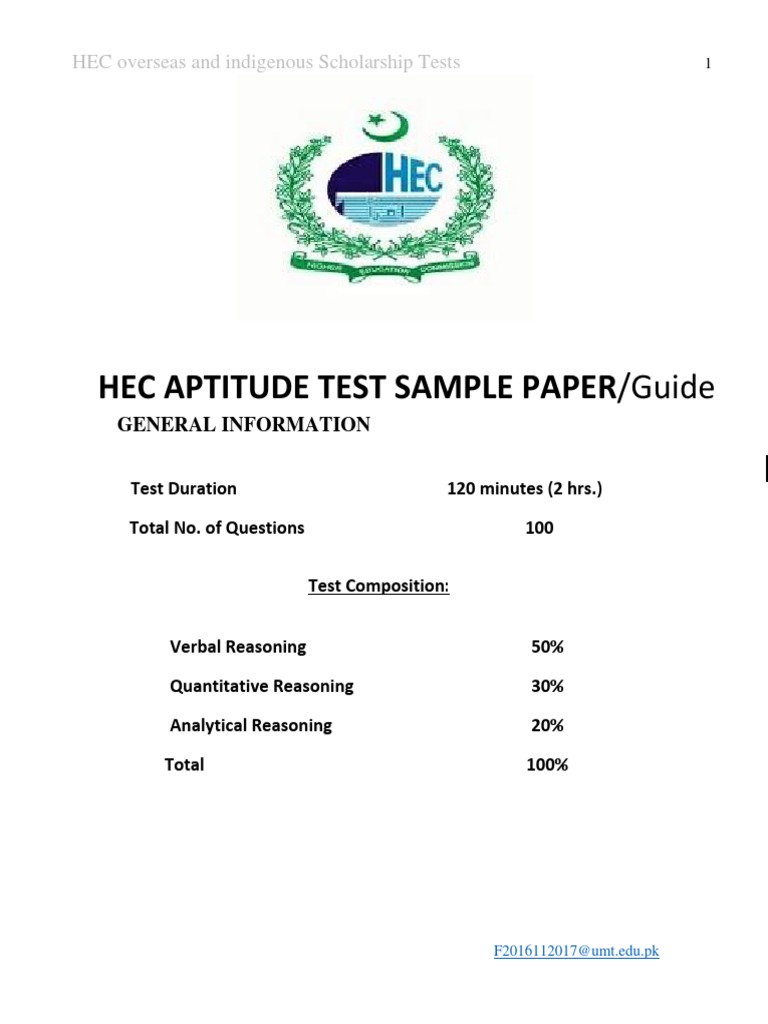 HEC GAT Sample Papers | PDF | Graduate Record Examinations | Test ...