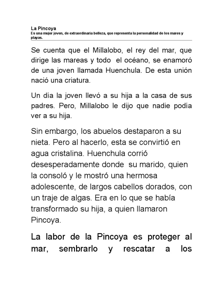 Leyenda de La Pincoya en Chiloé | PDF
