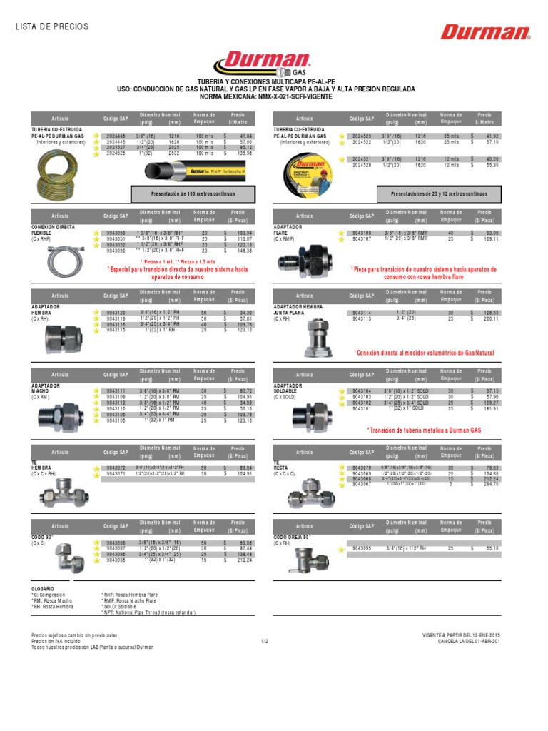 Catalogo Durman Gas | PDF | Ingeniería mecánica | Naturaleza
