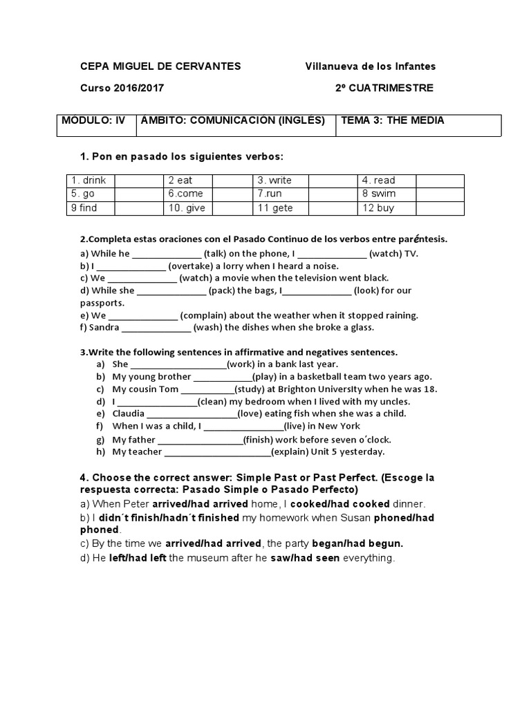 Ingles Modulo 4 Tema 3 | PDF | Language Arts & Discipline | Foreign ...