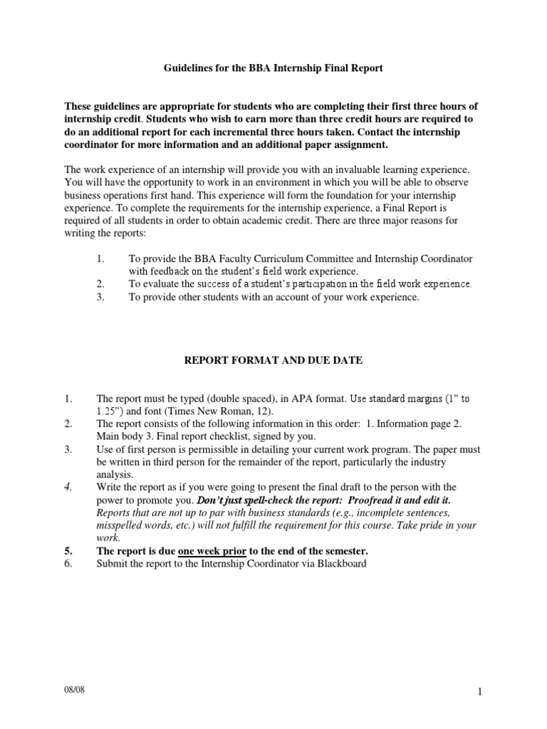 Internship Final Report Guidelines | PDF | Internship | Job Hunting