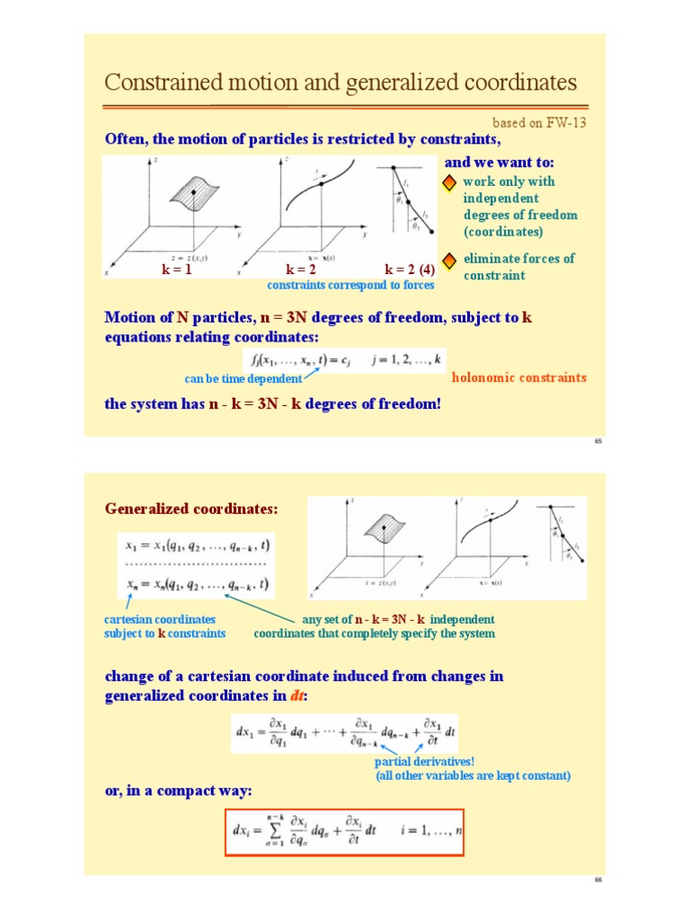 Generalized Coordinates in Constrained Motion | PDF | Lagrangian ...