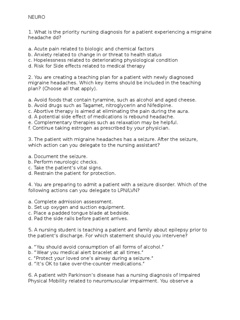 Neuro Quiz | PDF | Stroke | Spinal Cord Injury