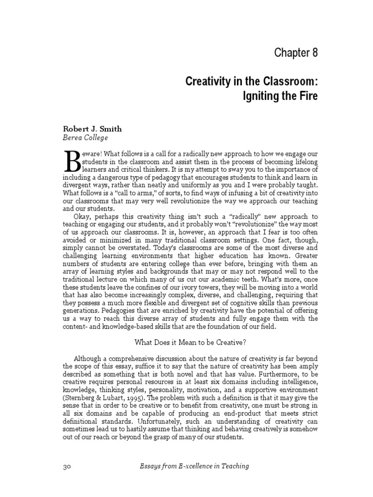 Creativity in The Classroom | PDF | Creativity | Critical Thinking