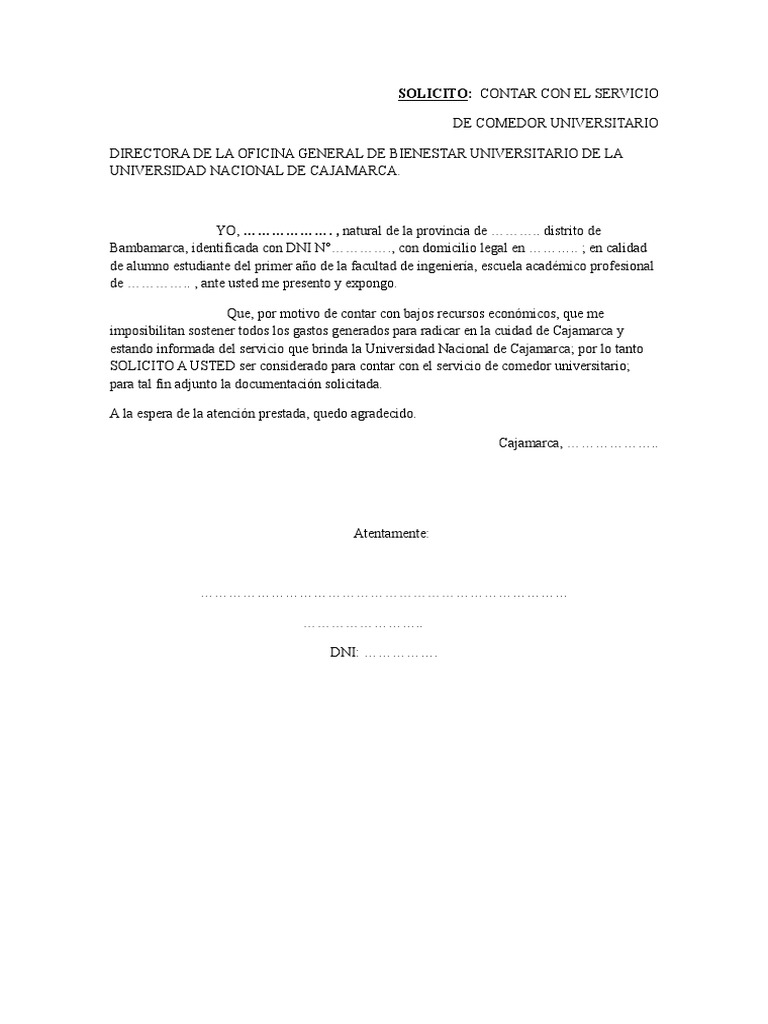 Solicitud de Comedor