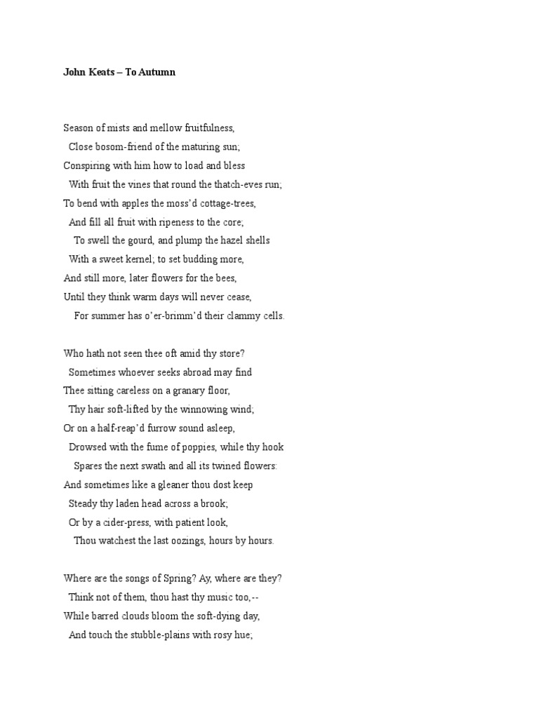 John Keats - To Autumn | PDF