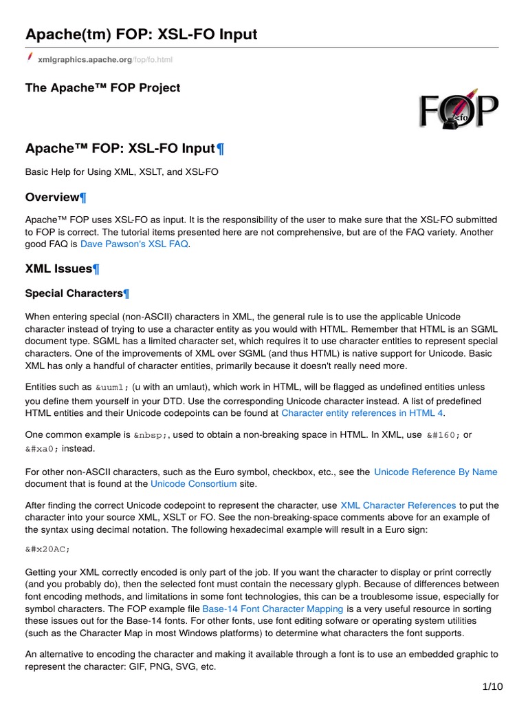 FOP XSL-FO Input | PDF | Uniform Resource Identifier | Xml