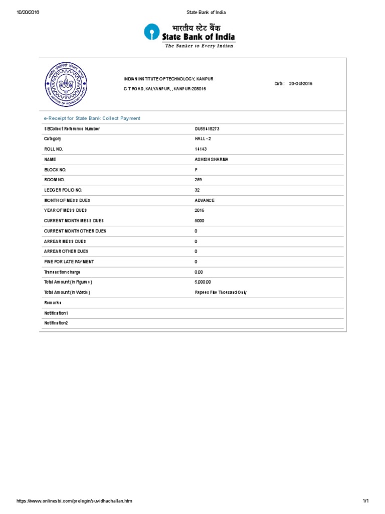 Advance Mess Bill of 5000 | PDF