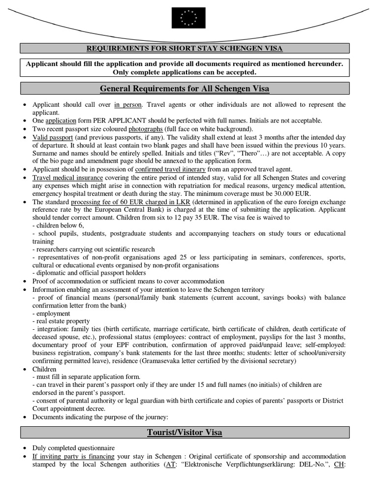 Schengen Visa Requirements | PDF | Travel Visa | Passport