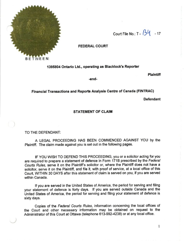 T-134-17 Fintrac Scanned PDF | PDF