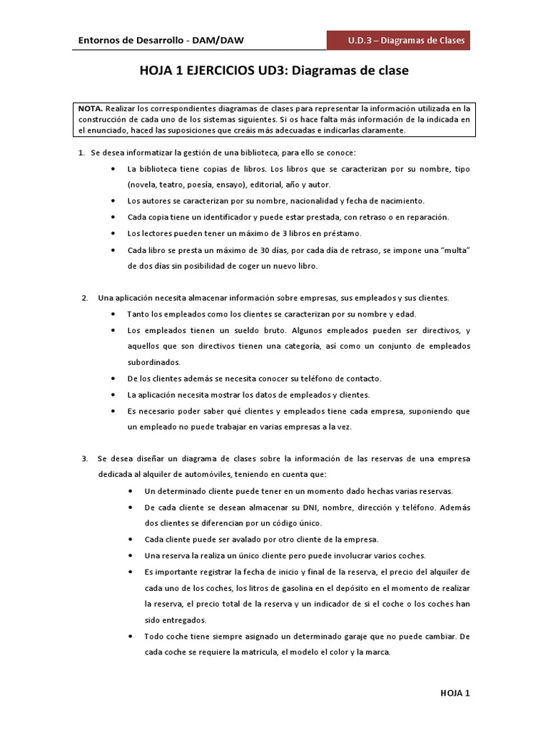 EJERCICIOS UD3 - Hoja1 PDF | PDF | Información | Alquiler de coches