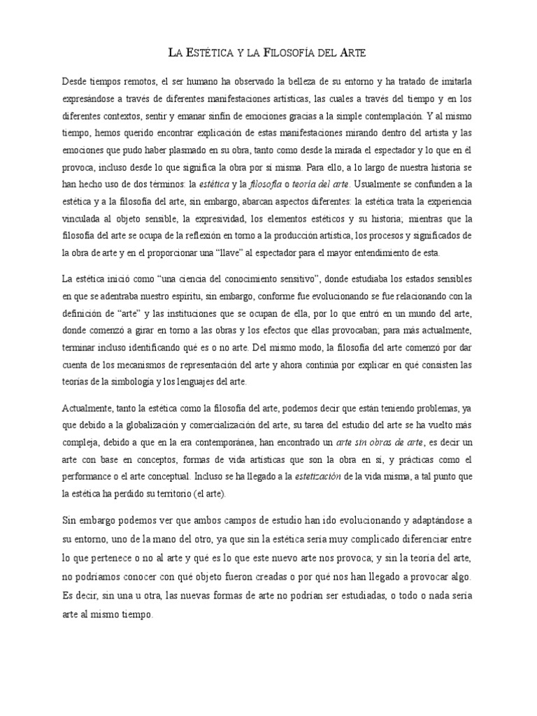 La Estética y La Filosofía Del Arte | PDF | Estética | Conocimiento