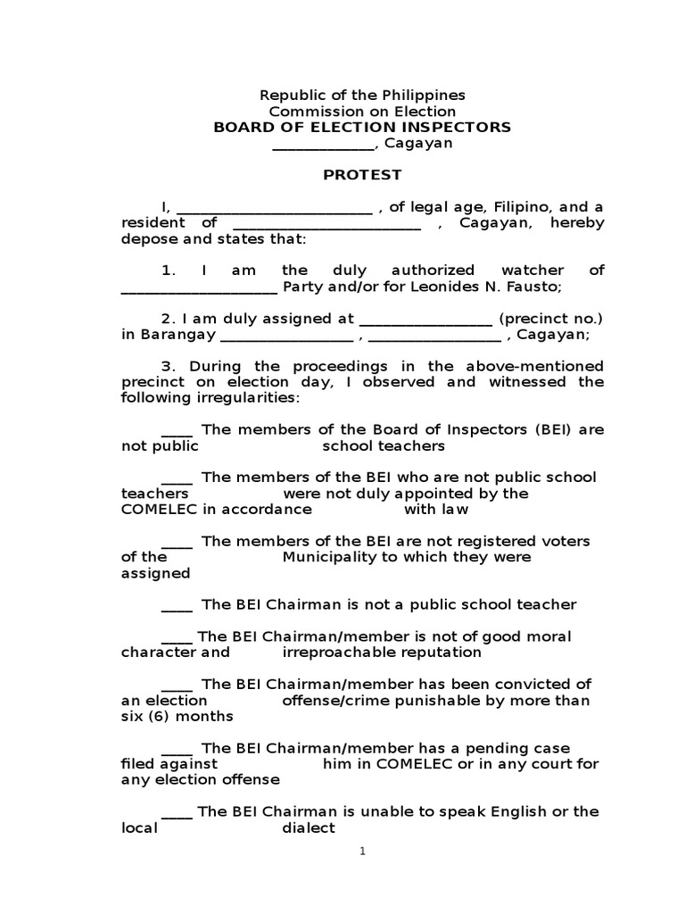 Form Watcher Protest | PDF | Polling Place | Ballot