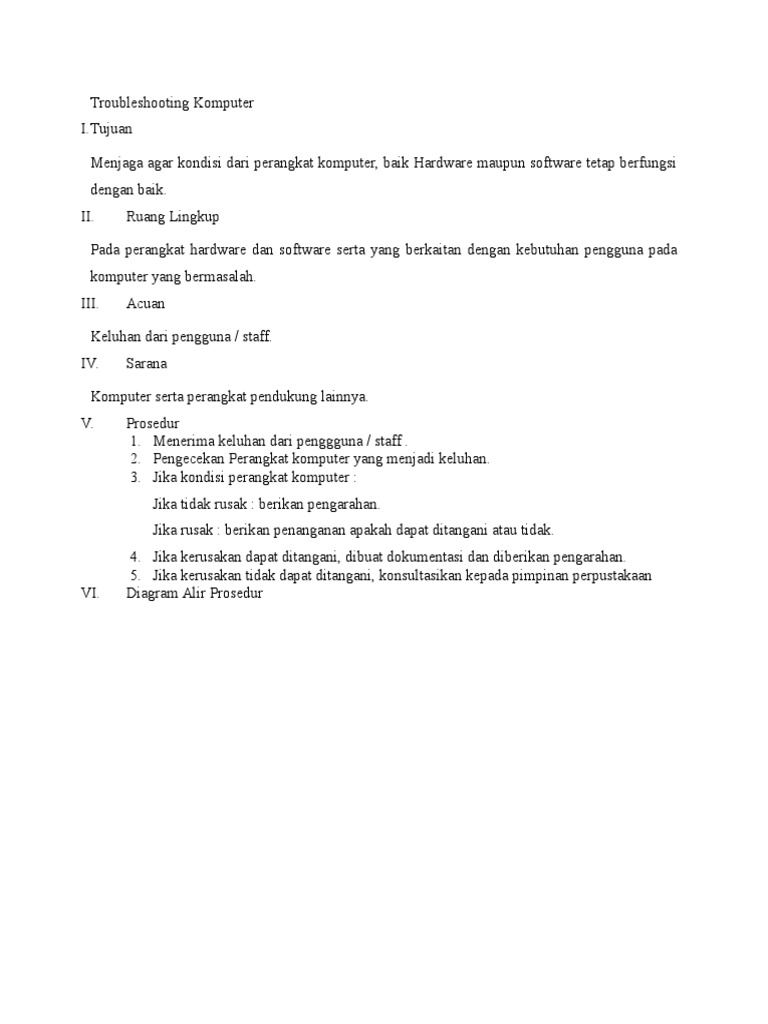 Contoh SOP Troubleshooting Komputer | PDF